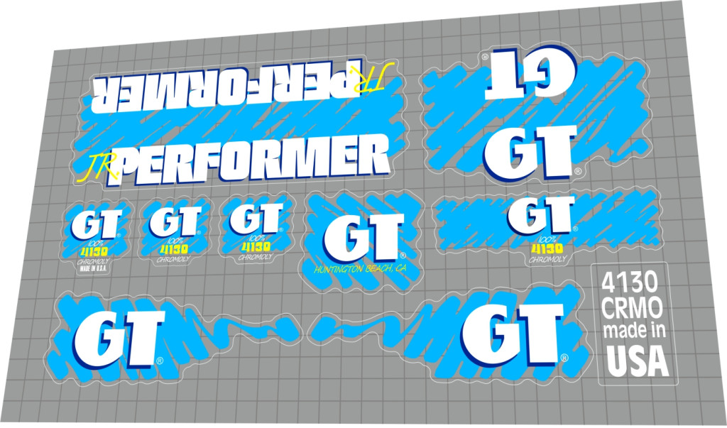 1988 GT Performer Junior blue - Elite BMX Decals