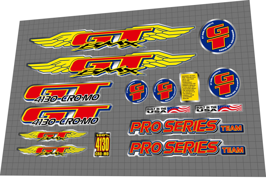 1996 GT Pro Series Team models - Elite BMX Decals