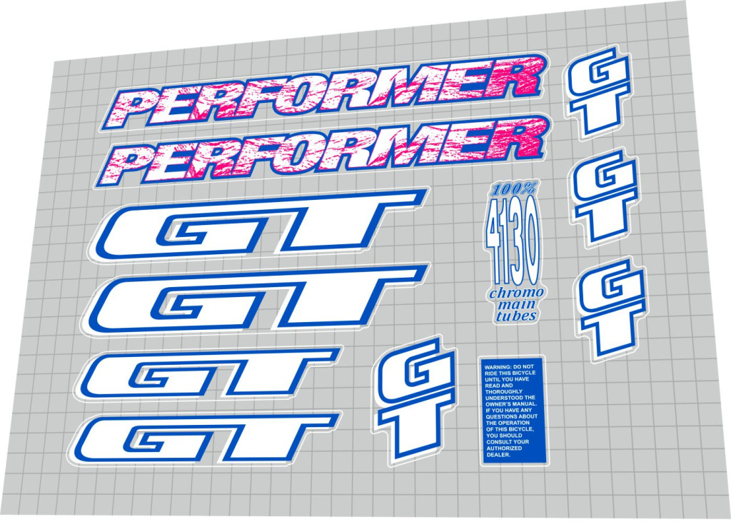 1994 GT Performer white bright blue pink custom - Elite BMX