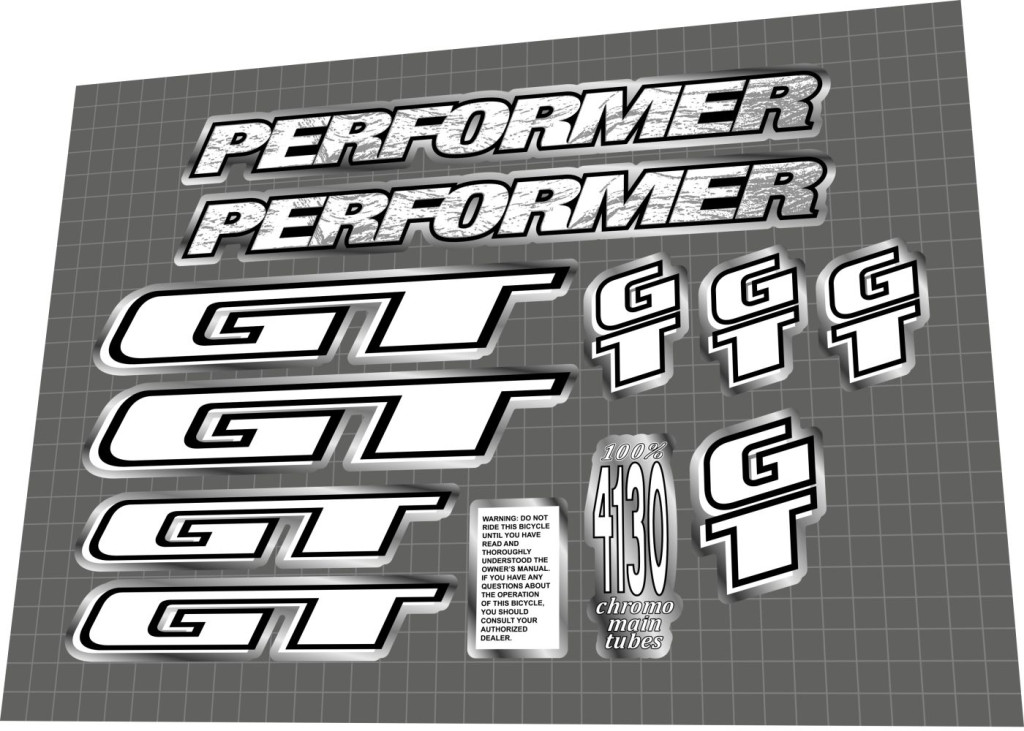 1994 GT Performer custom white - Elite BMX Decals