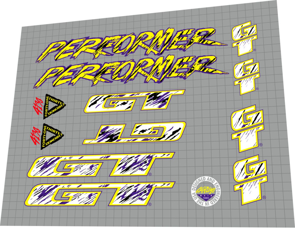 1993 GT Performer purple yellow - Elite BMX Decals