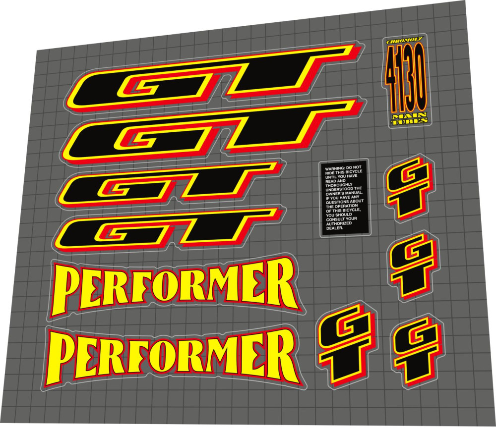 1995 GT Performer black frame - Elite BMX Decals