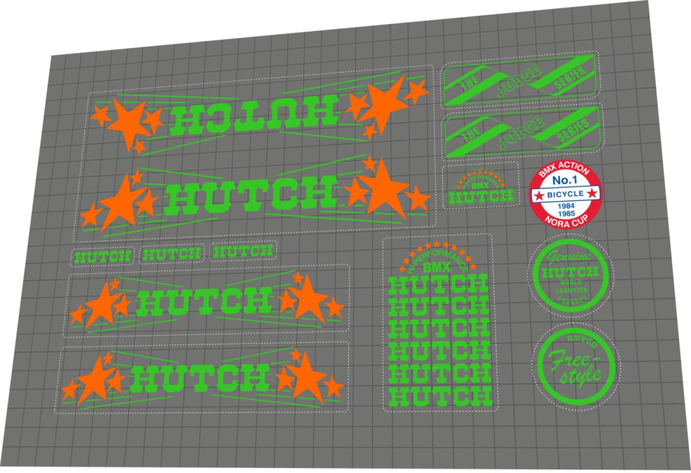 1984-1985 Hutch Judge custom green_orange - Elite BMX Decals
